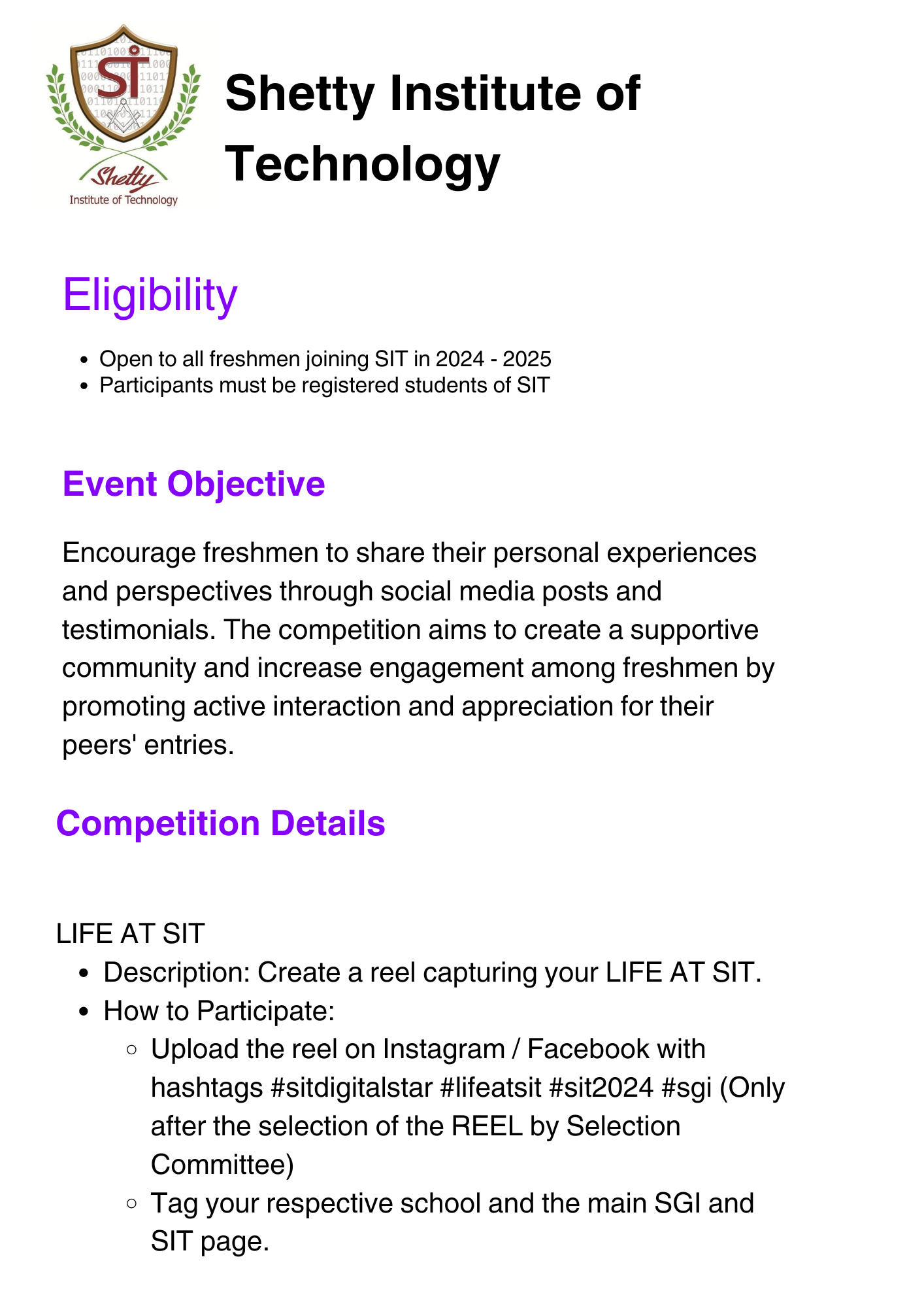 SIT FRESHMAN DIGITAL STAR – SIT College of Engineering, Kalaburagi